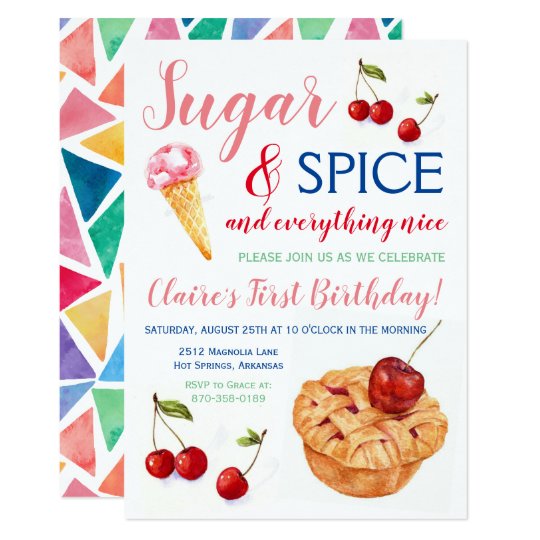 Sugar & Spice Sweet Birthday Invitation | Zazzle.com