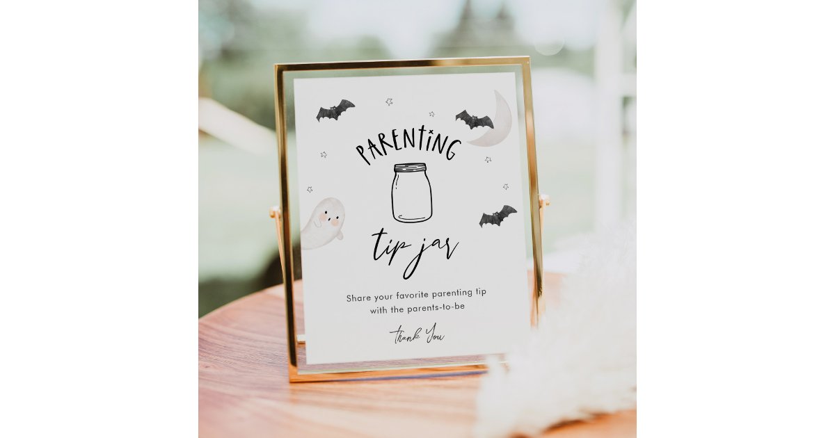 SUGARBOO Halloween Parenting Tip Jar Sign | Zazzle