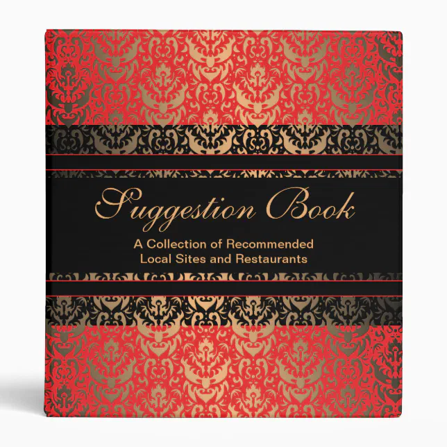 Suggestion Recommendation Book for Hotel or B&B Binder | Zazzle