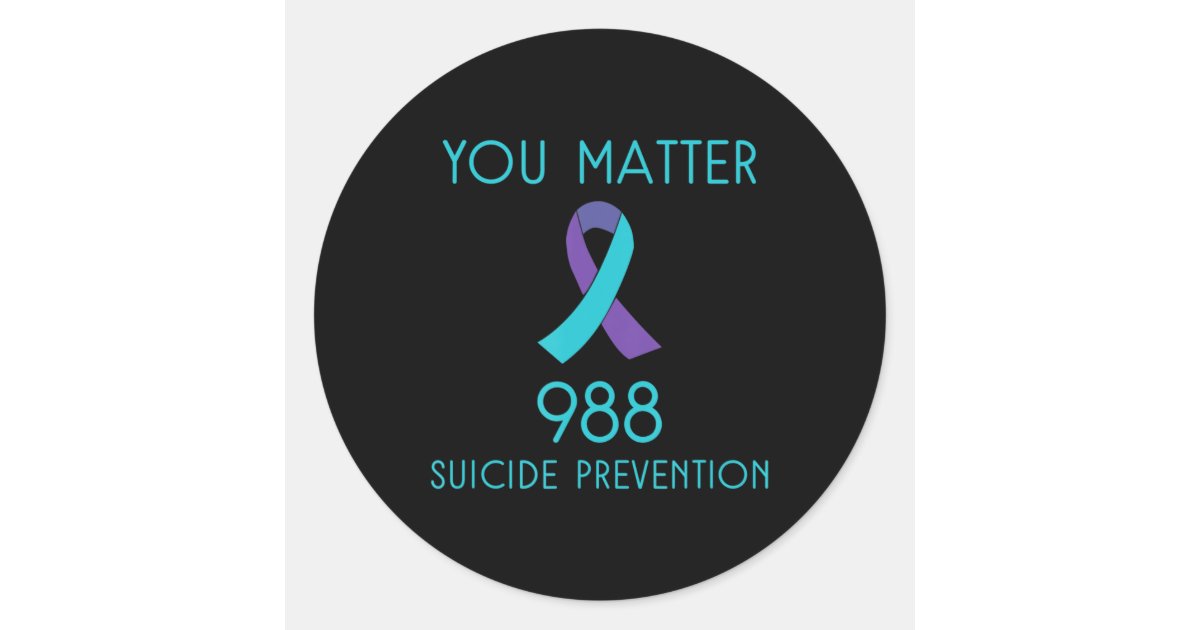 Suicide Awareness - 988 - Suicide Prevention 988 Classic Round Sticker ...