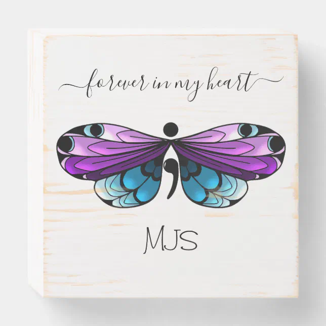 Suicide Awareness Butterfly Semicolon Wooden Box Sign | Zazzle
