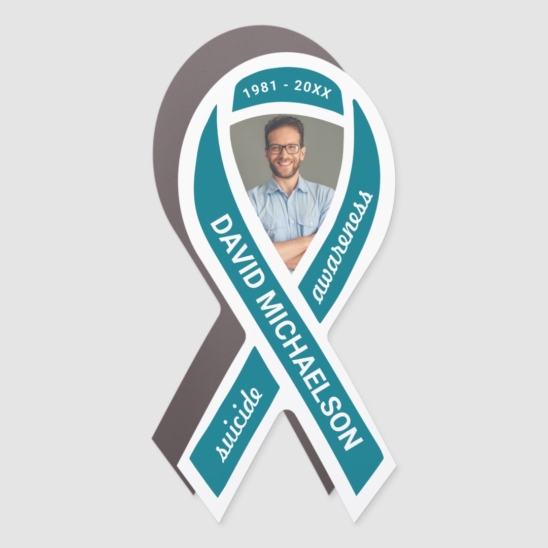 Suicide Awareness Memorial Photo Teal Ribbon Car Magnet | Zazzle