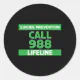 Suicide Awareness - Prevention Lifeline 988 Classic Round Sticker | Zazzle