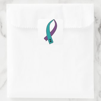 Suicide Awareness Ribbon Square Sticker | Zazzle
