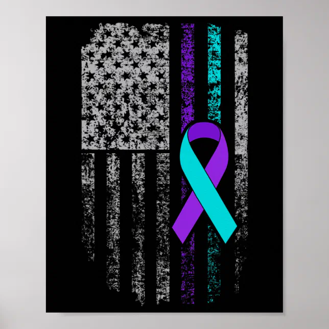 Suicide Prevention Awareness American Flag Ribbon Poster | Zazzle