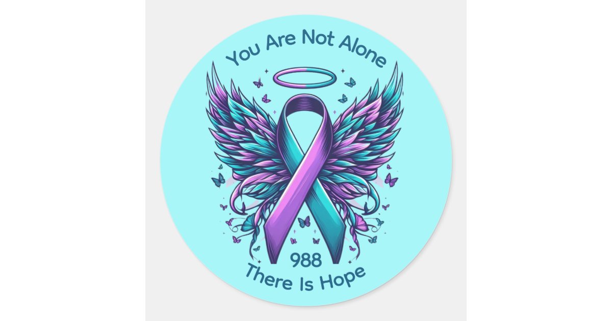 Suicide Prevention Awareness End Stigma 988 Hope Classic Round Sticker ...