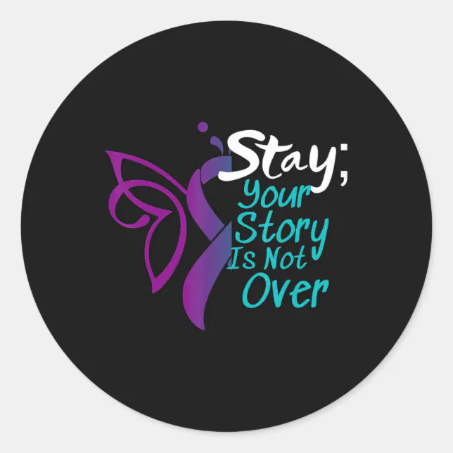Suicide Prevention Awareness Semicolon Stay 1 Classic Round Sticker ...