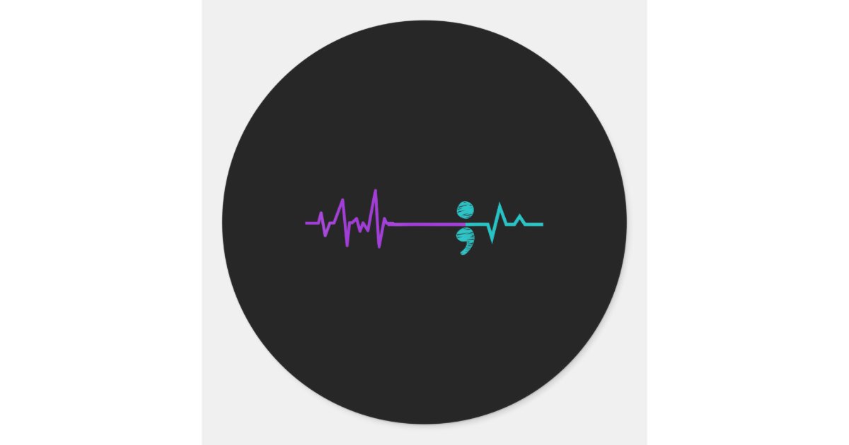 Suicide Prevention Awareness Semicolon Stay Classic Round Sticker | Zazzle
