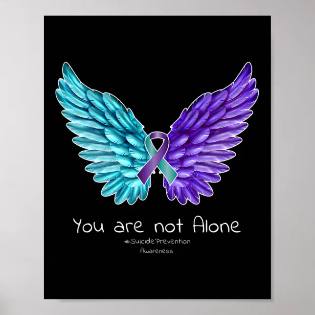 Suicide Prevention Wings and Ribbon Suicide Aware Poster | Zazzle