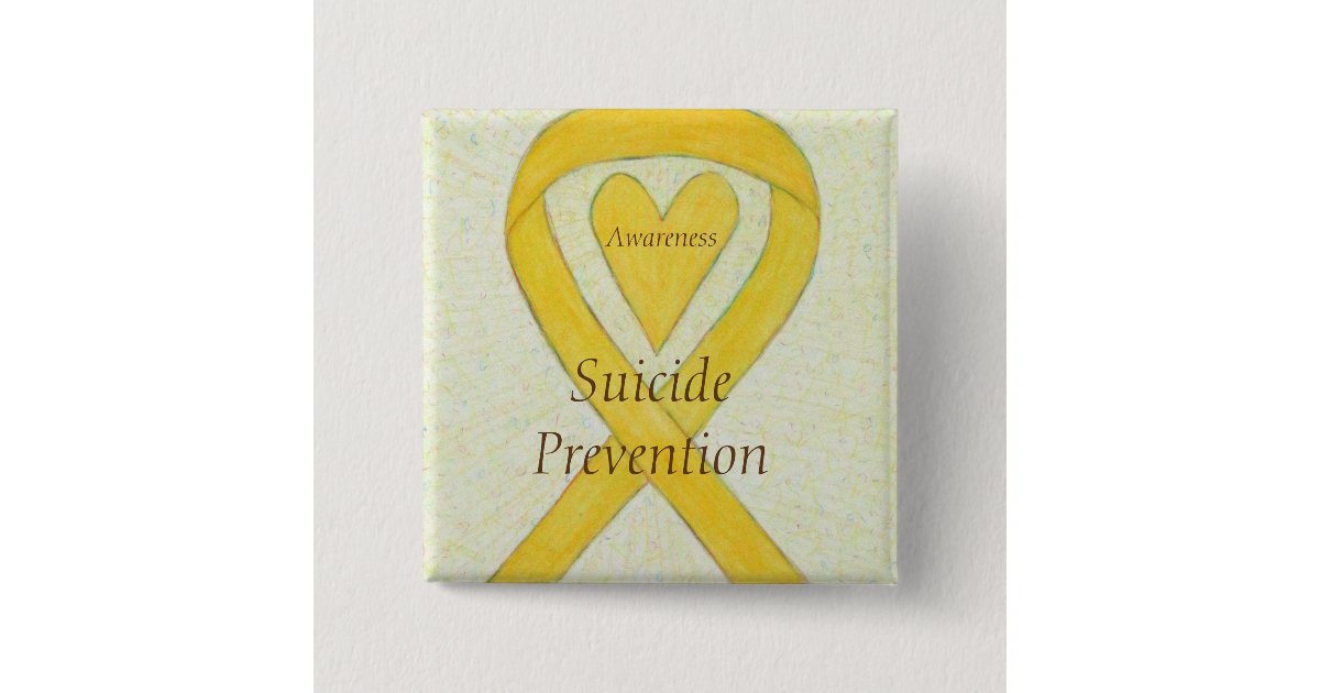 Suicide Prevention Yellow Awareness Ribbon Pins | Zazzle