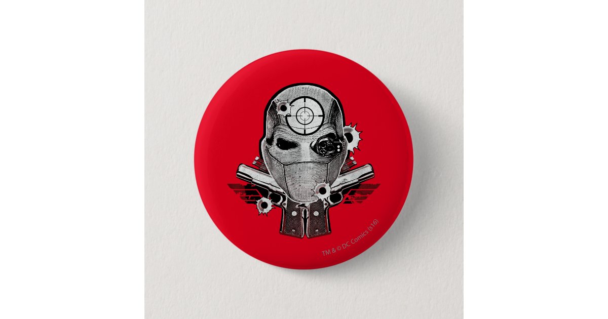 Suicide Squad | Deadshot Mask & Guns Tattoo Art Button | Zazzle