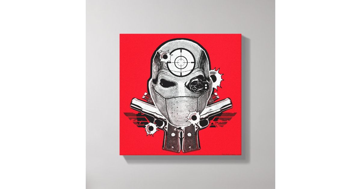Suicide Squad | Deadshot Mask & Guns Tattoo Art Canvas Print | Zazzle