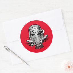 Suicide Squad | Deadshot Mask & Guns Tattoo Art Classic Round Sticker ...