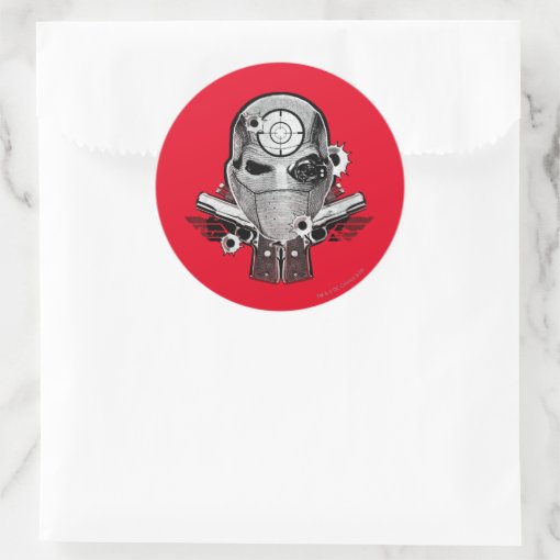 Suicide Squad | Deadshot Mask & Guns Tattoo Art Classic Round Sticker ...