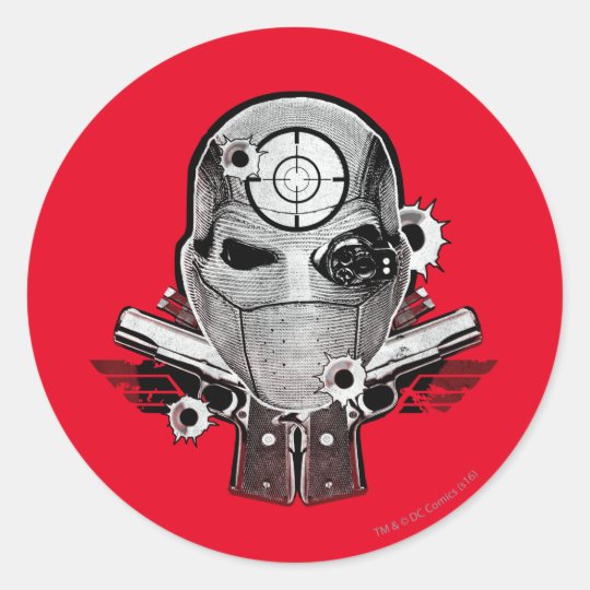Suicide Squad | Deadshot Mask & Guns Tattoo Art Classic Round Sticker ...
