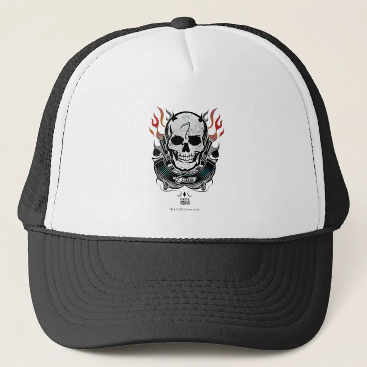 Suicide Squad | Diablo Skull & Flames Tattoo Art Trucker Hat | Zazzle
