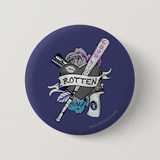 Suicide Squad | Harley Quinn "Rotten" Tattoo Art Button | Zazzle.com