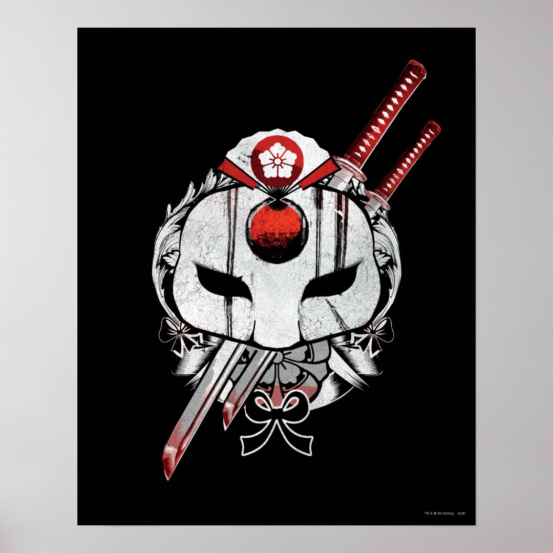 Suicide Squad | Katana Mask & Swords Tattoo Art Poster | Zazzle
