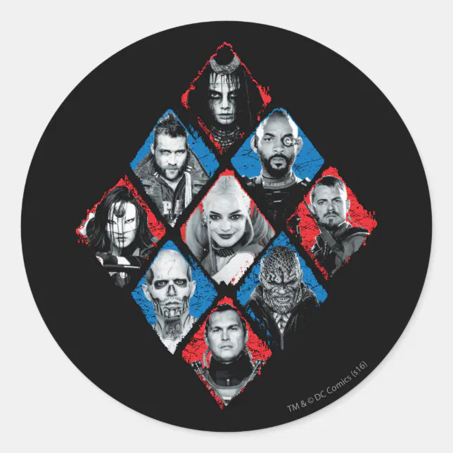 Suicide Squad | Task Force X Checkered Diamond Classic Round Sticker ...