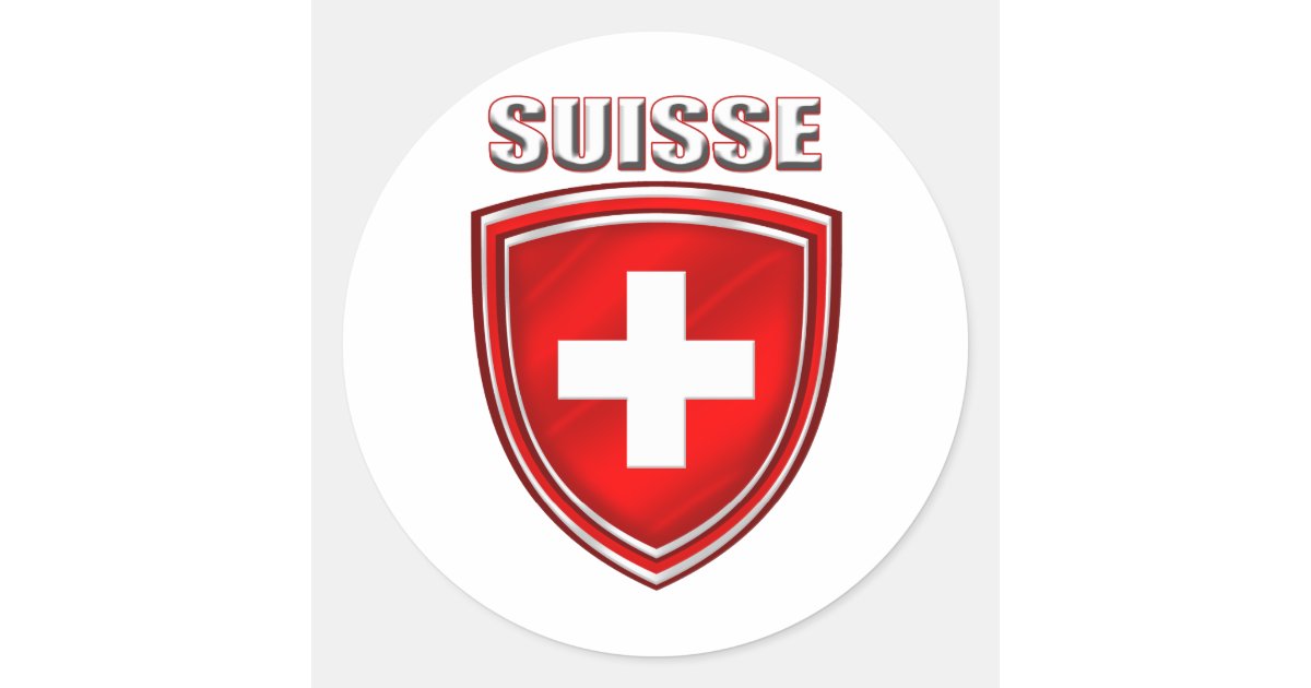 Suisse logo shield emblem flag of Switzerland Classic Round Sticker ...