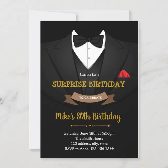 Suit man birthday party invitation | Zazzle