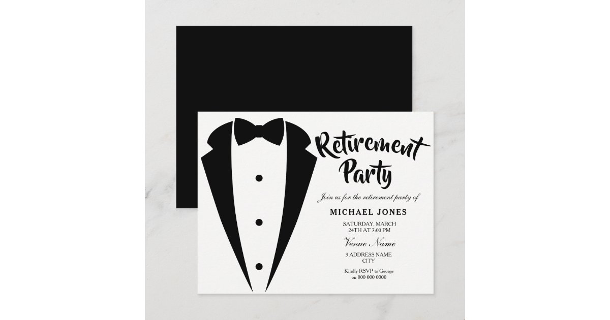 Suit & Tie Work Office Retirement Party Invite | Zazzle
