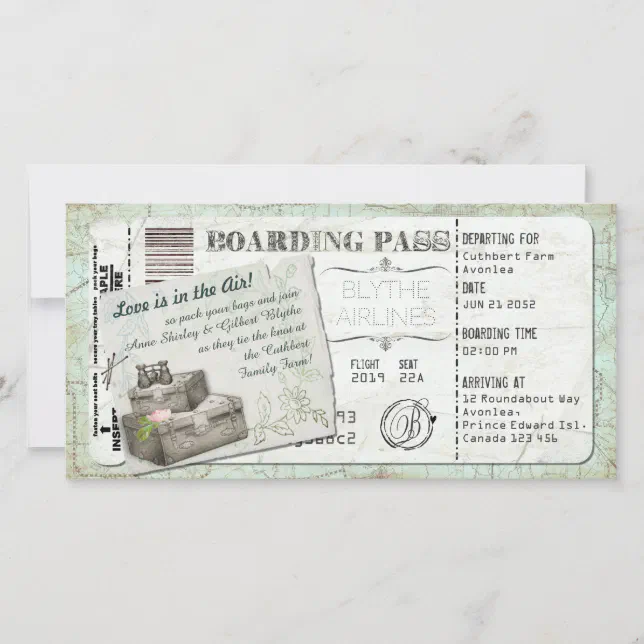Suitcase Boarding Pass Invitation | Zazzle