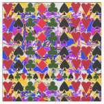 Playing Card Suits and Scroll on White Fabric | Zazzle