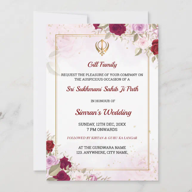 Sukhmani Sahib Path Invitation Card | Zazzle