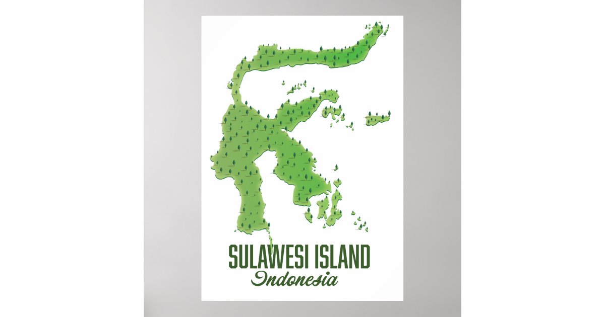 Sulawesi island Indonesia map Poster | Zazzle