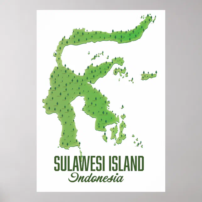 Sulawesi island Indonesia map Poster | Zazzle