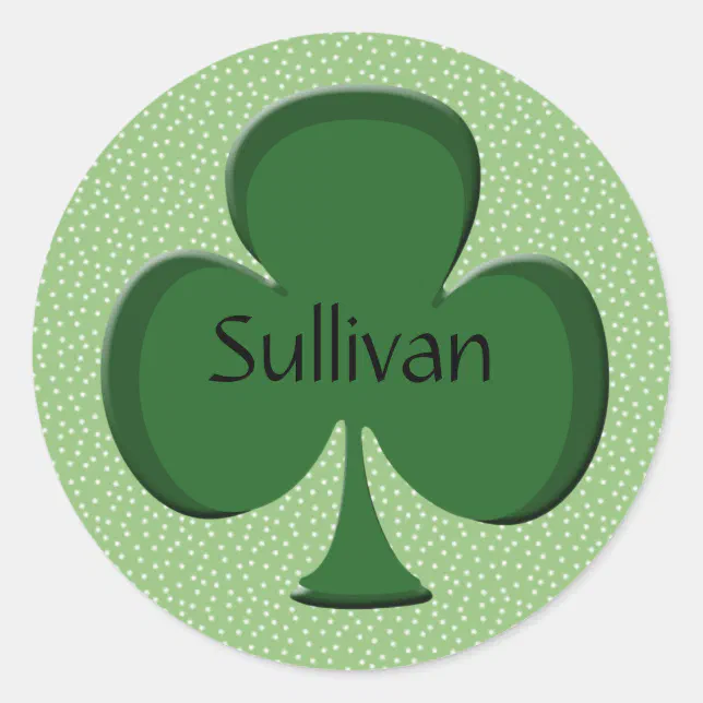 Sullivan Shamrock Name Stickers | Zazzle