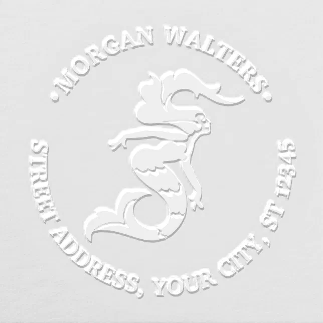 Sultry Mermaid Silhouette Name Return Address Embosser | Zazzle