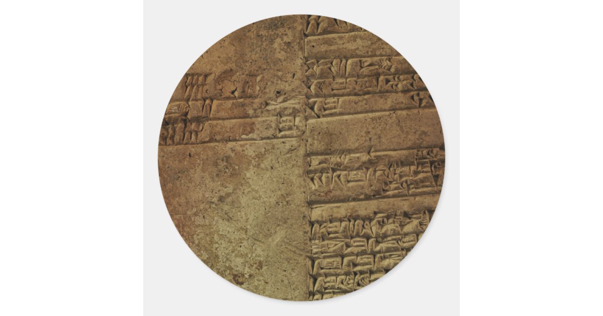 "Sumerian Cuneiform Writing" Gift Series Classic Round Sticker | Zazzle
