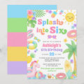 Summer 6th Birthday Invitation - Splash into Six | Zazzle