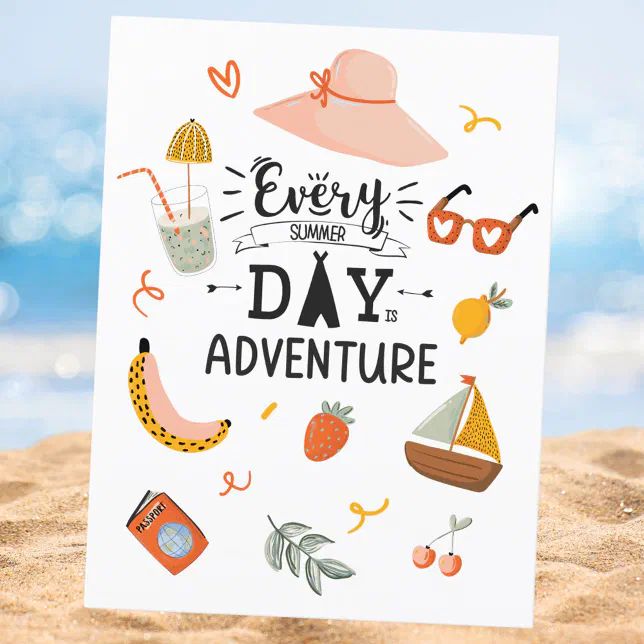 Summer Adventure Quote Colorful Postcard | Zazzle
