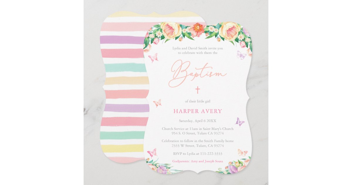 Summer Afternoon Girl Baptism Ceremony Party Invitation | Zazzle