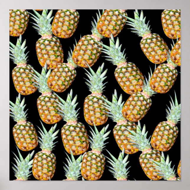 summer aloha hawaiian tropical fruit pineapple poster | Zazzle