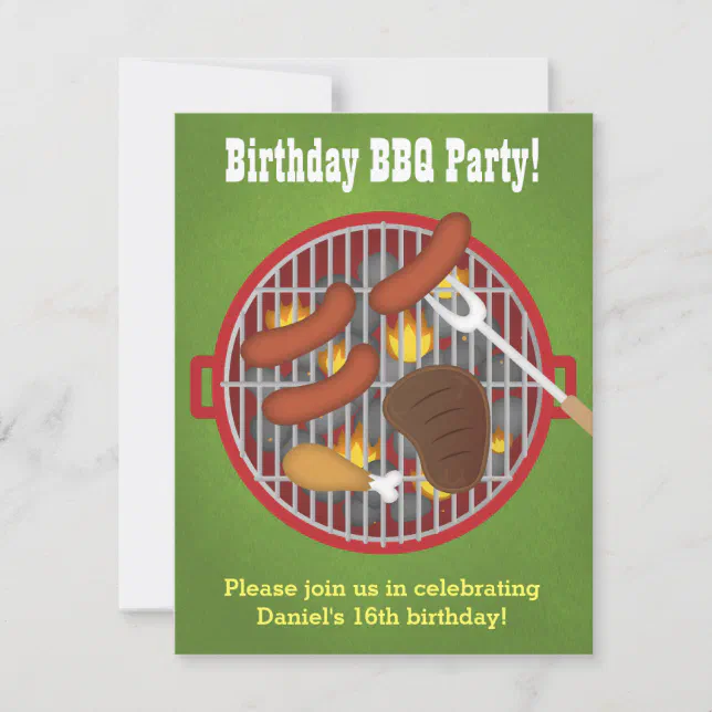 Summer Backyard BBQ Party Invitations | Zazzle
