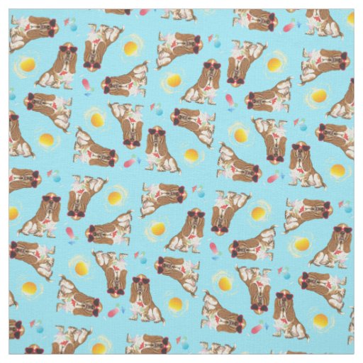 Summer Basset Hound Fabric | Zazzle