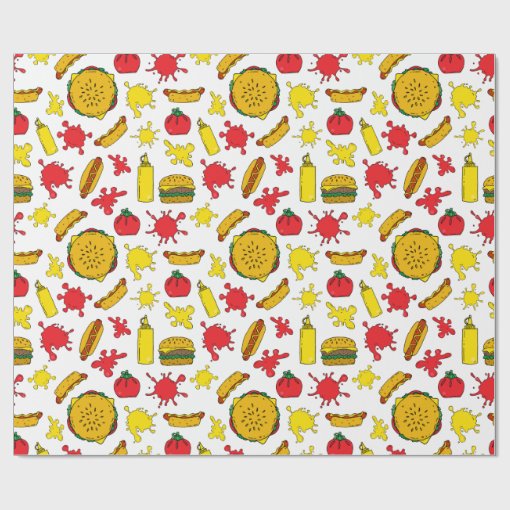 Summer BBQ Burgers Hot Dogs Grill Party Barbeque Wrapping Paper | Zazzle