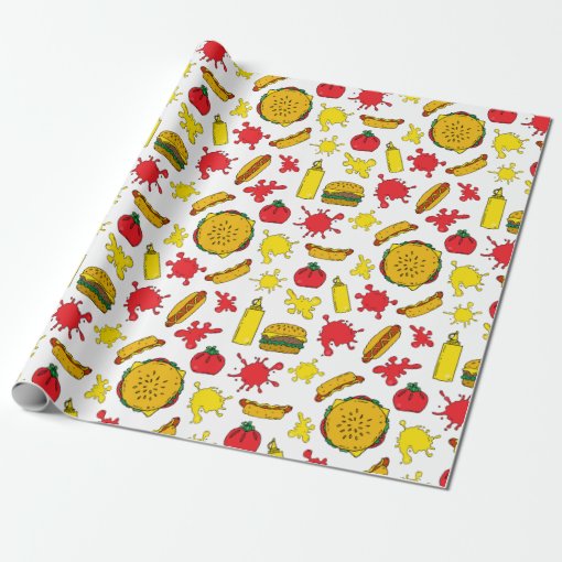 Summer BBQ Burgers Hot Dogs Grill Party Barbeque Wrapping Paper | Zazzle