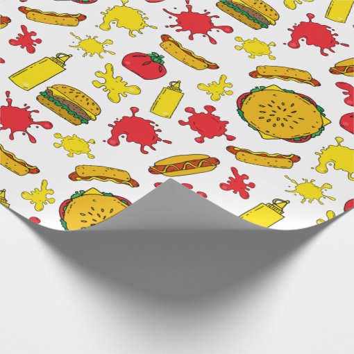 Summer BBQ Burgers Hot Dogs Grill Party Barbeque Wrapping Paper | Zazzle