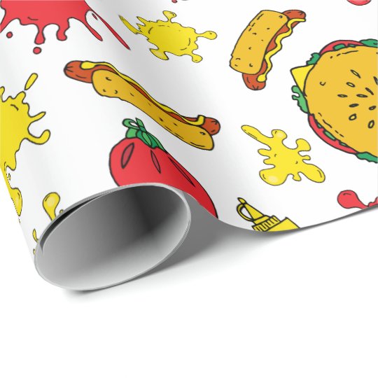 Summer BBQ Burgers Hot Dogs Grill Party Barbeque Wrapping Paper ...
