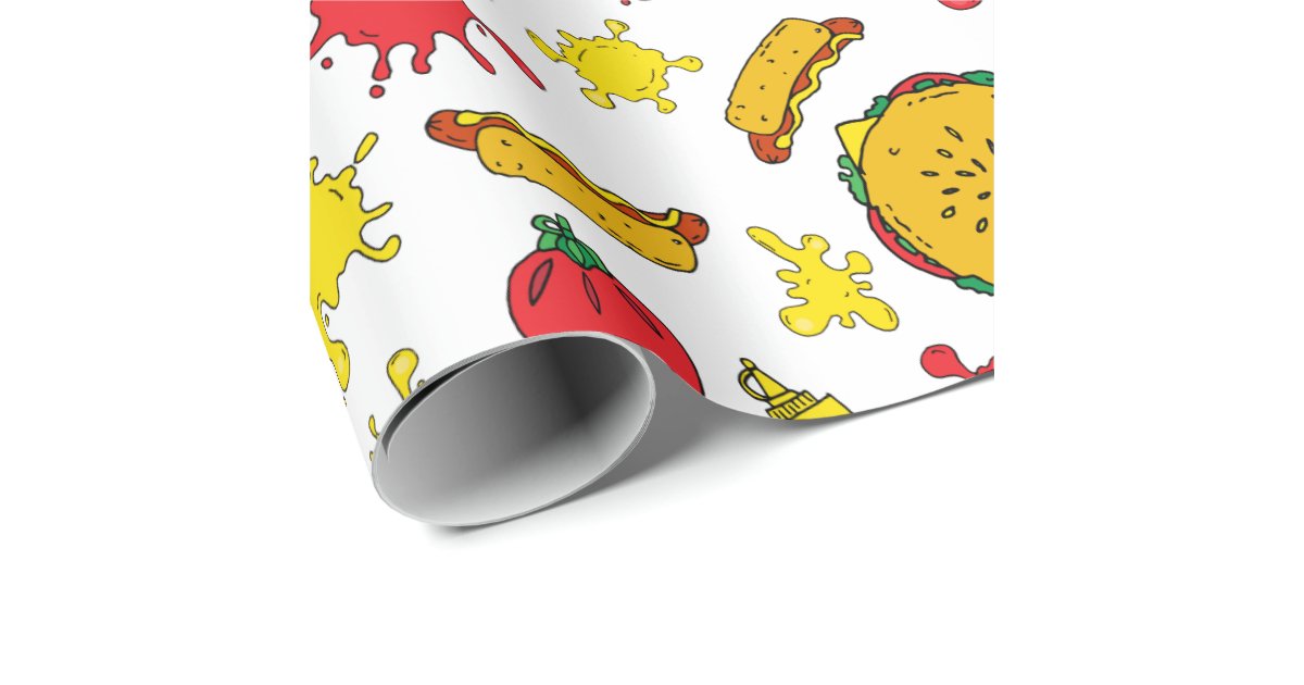 Summer BBQ Burgers Hot Dogs Grill Party Barbeque Wrapping Paper | Zazzle