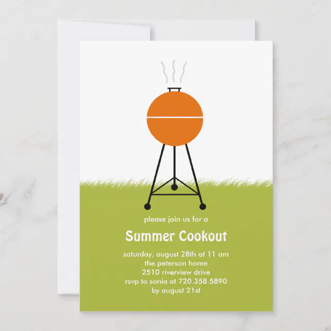 Summer BBQ Cookout Party Invitation | Zazzle