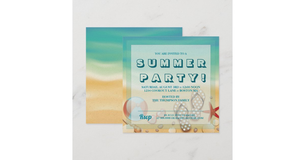 Summer Beach background party invitation | Zazzle