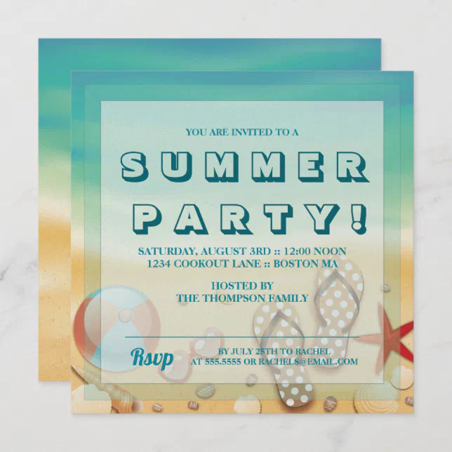 Summer Beach background party invitation | Zazzle