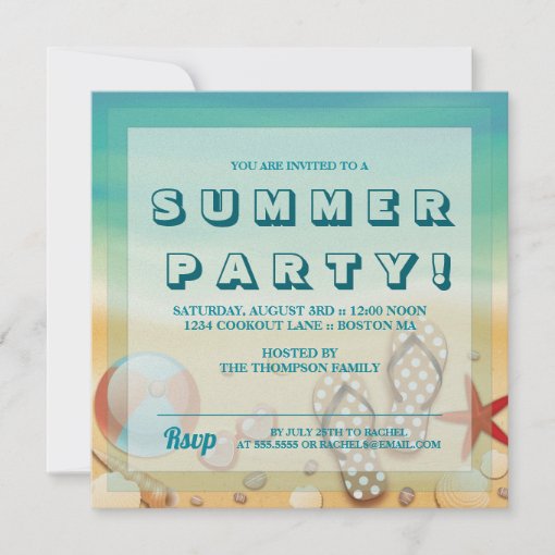 Summer Beach background party invitation | Zazzle