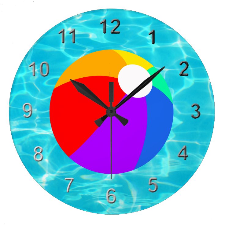 Summer Beach Ball Large Clock | Zazzle